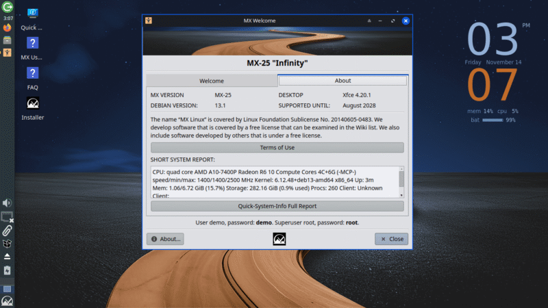 MX Linux 25 “Infinity” Review